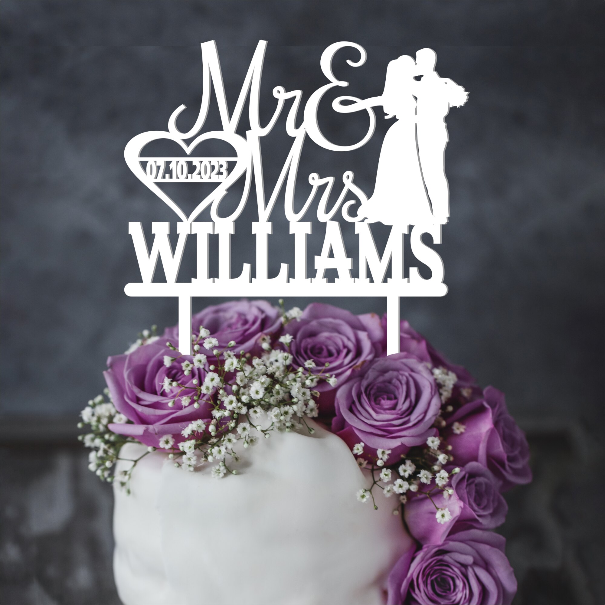 Topper tort Mr&Mrs personalizat cu nume si data nuntii, Inedit Print ...