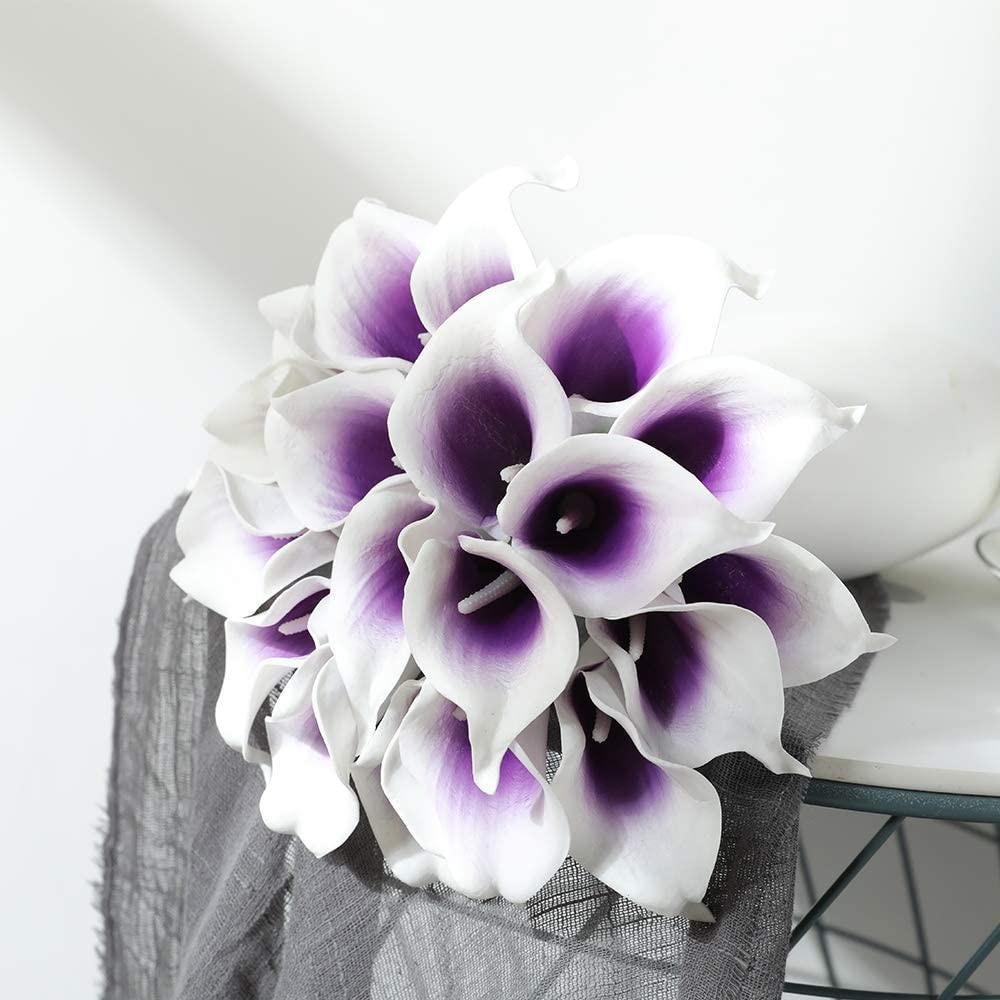 Set 20 Bucati Flori Artificiale Cale cu Petale Albe din Matase, Lungime ...