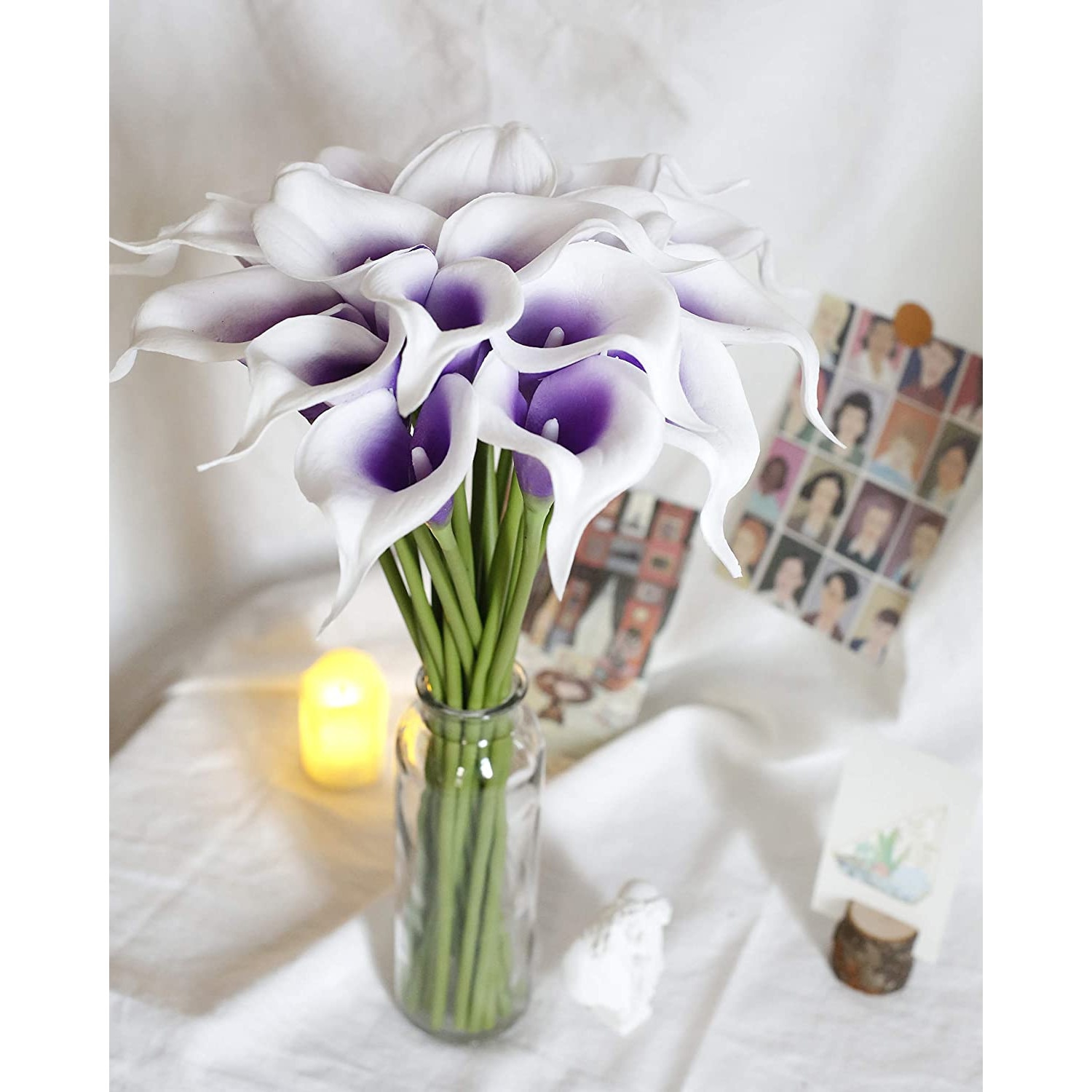 Set 20 Bucati Flori Artificiale Cale cu Petale Albe din Matase, Lungime ...