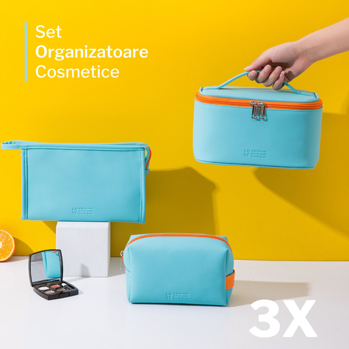 Set 3 x genti organizare cosmetice pentru calatorie sau voiaj, 3 forme ...