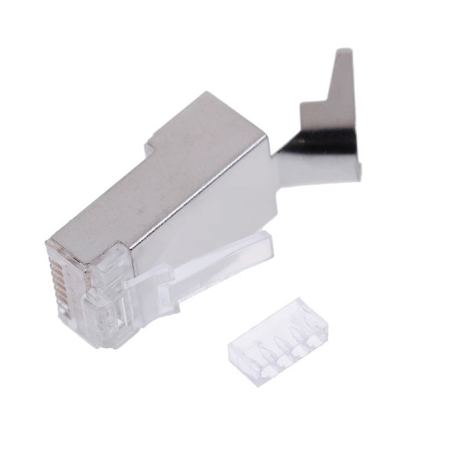 Set 50buc- Mufa RJ45 LanKATT ecranata pentru cabluri cat6/6a/7 cu fire ...