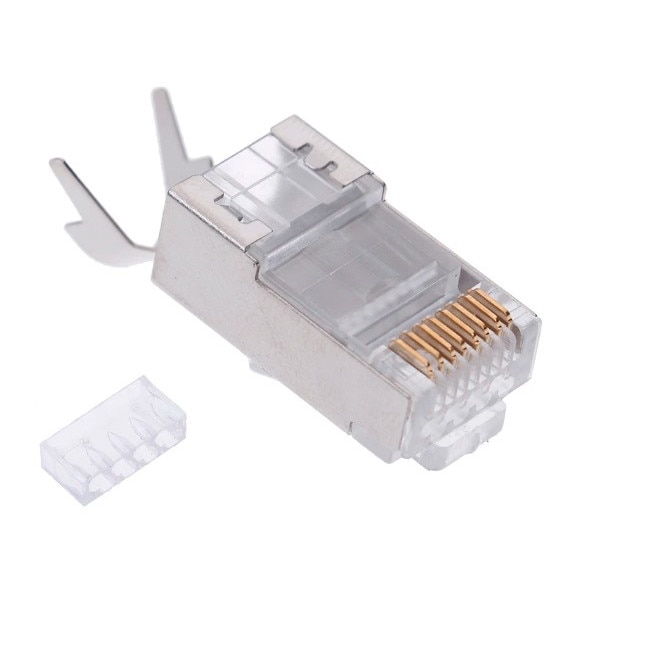 Set 50buc- Mufa RJ45 LanKATT ecranata pentru cabluri cat6/6a/7 cu fire ...