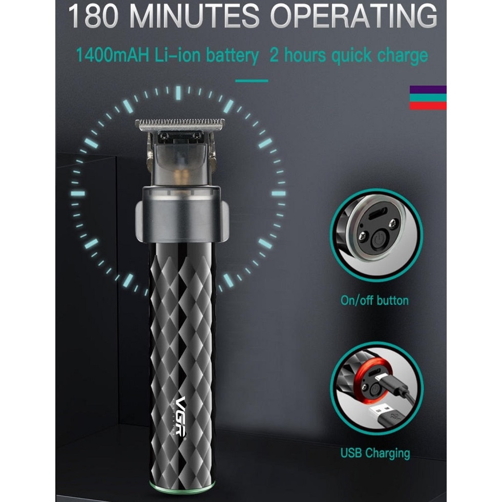 Set aparat de tuns profesional VGR, contur barba si corp, perie fade si ...