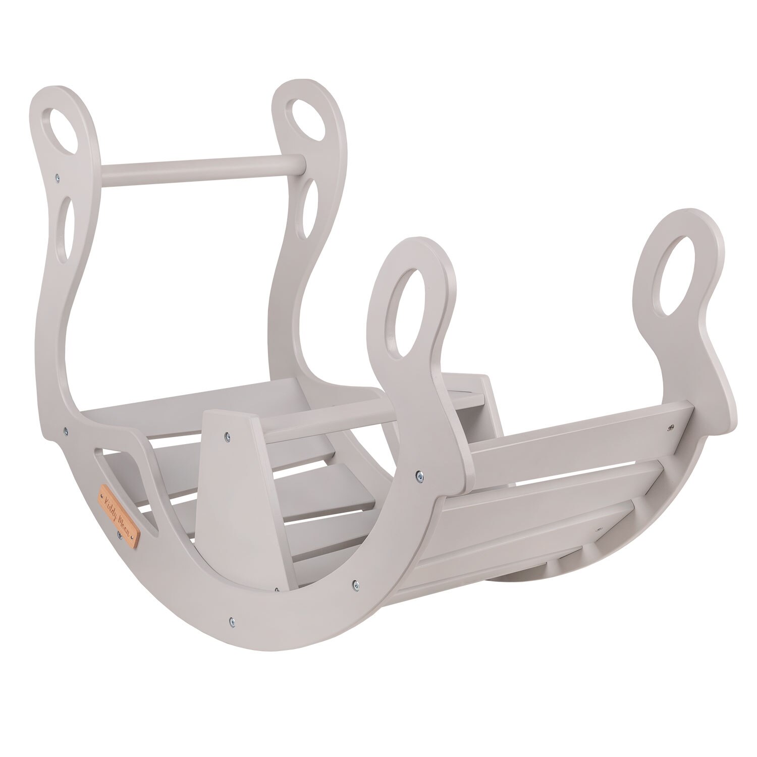 Balansoar copii, KiddyMoon, Lemn, 90.6 x 39 x 69 cm, Gri - eMAG.ro