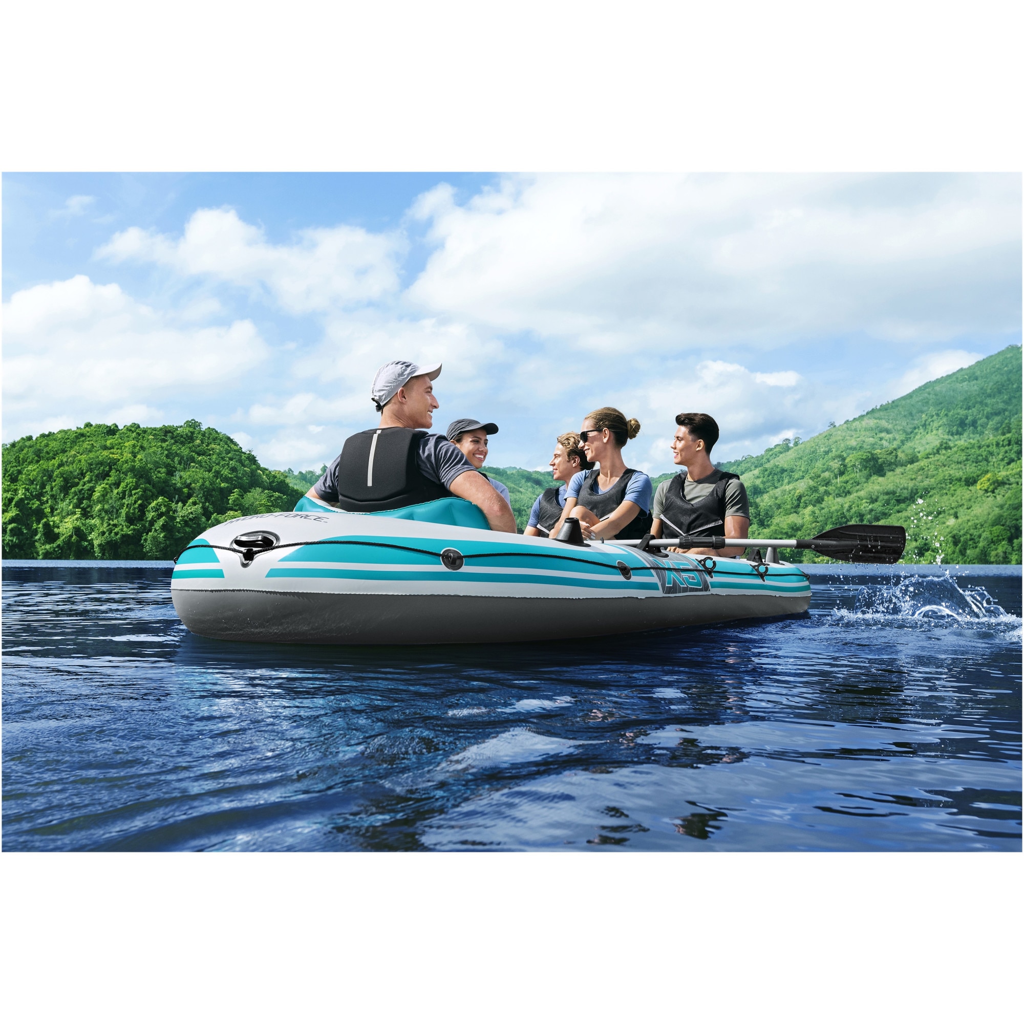 Set barca gonflabila Hydro-Force Adventure Elite X5 Raft, 364x166x45 cm ...