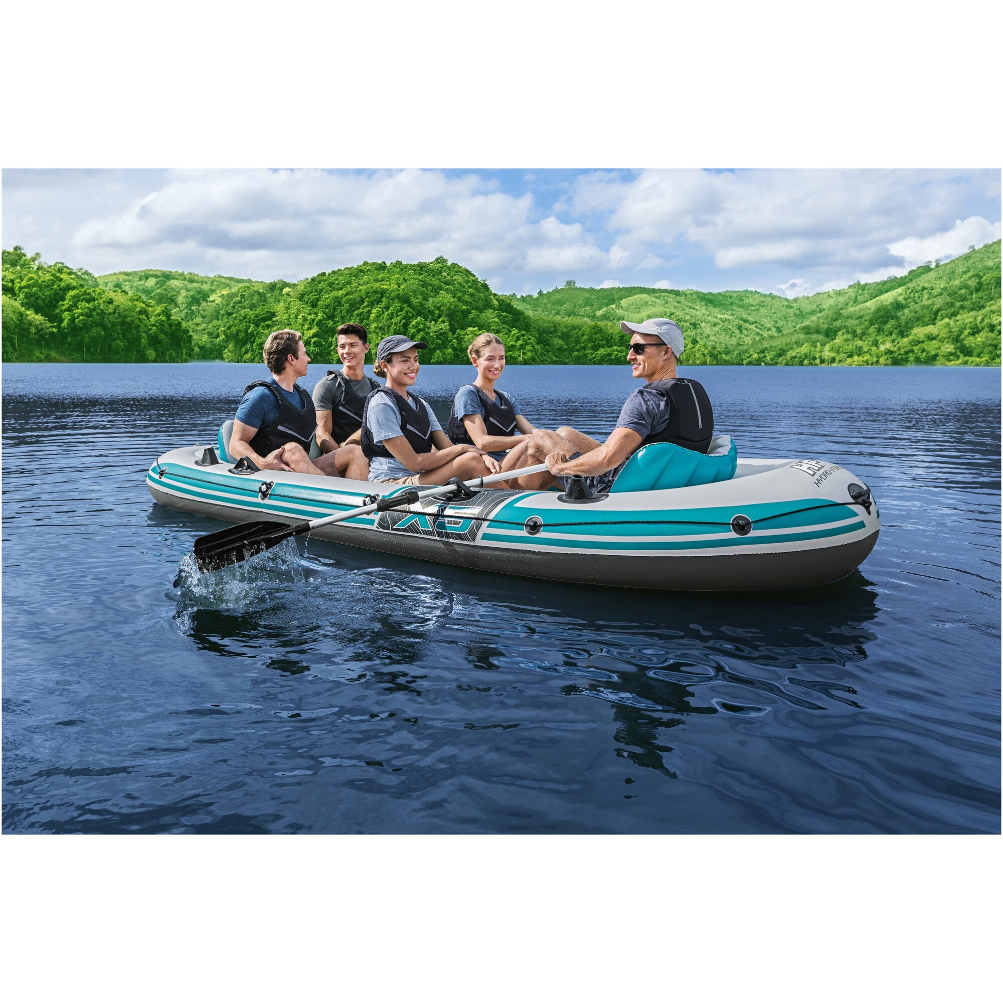 Set barca gonflabila Hydro-Force Adventure Elite X5 Raft, 364x166x45 cm ...