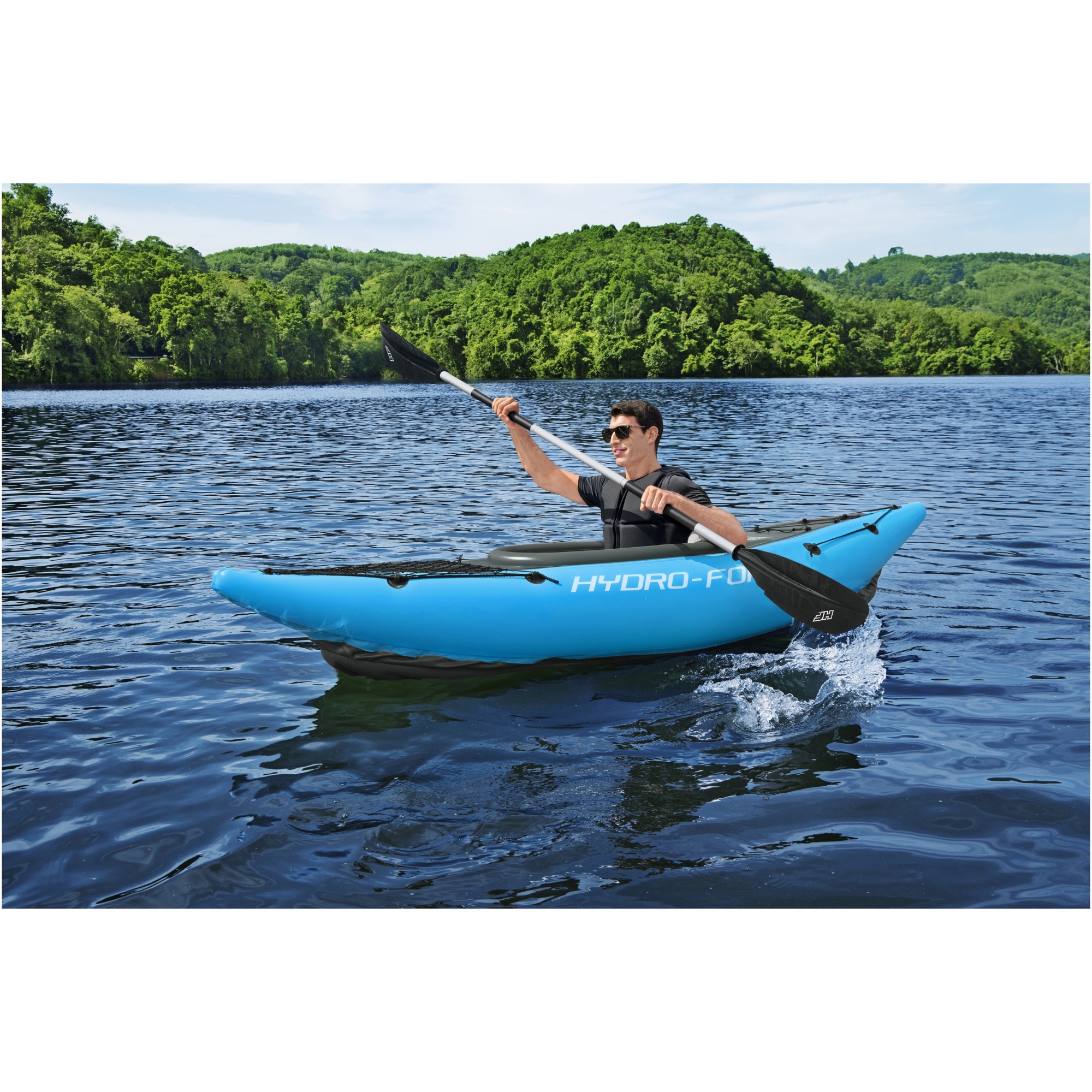 Caiac 1 persoana Hydro-Force Cove Champion X1, 275x81 cm, 1 padela, 1 ...