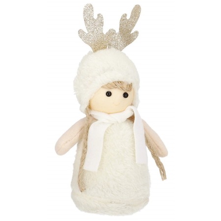 Figurina de Craciun, Material textil, 25 cm, Alb - eMAG.ro