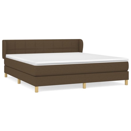 Pat box spring cu saltea vidaXL, maro inchis, 160x200 cm, textil, 64.5 ...