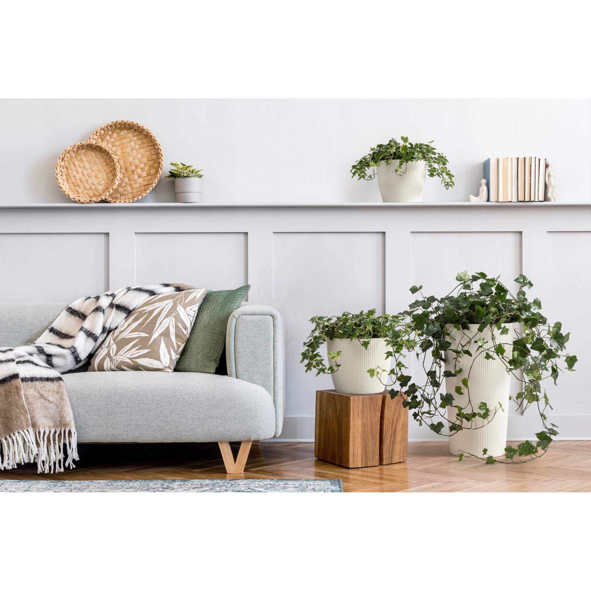 Ghiveci inalt pentru plante, Lamela, Plastic, 47x25cm, 15.5L, Gri ...