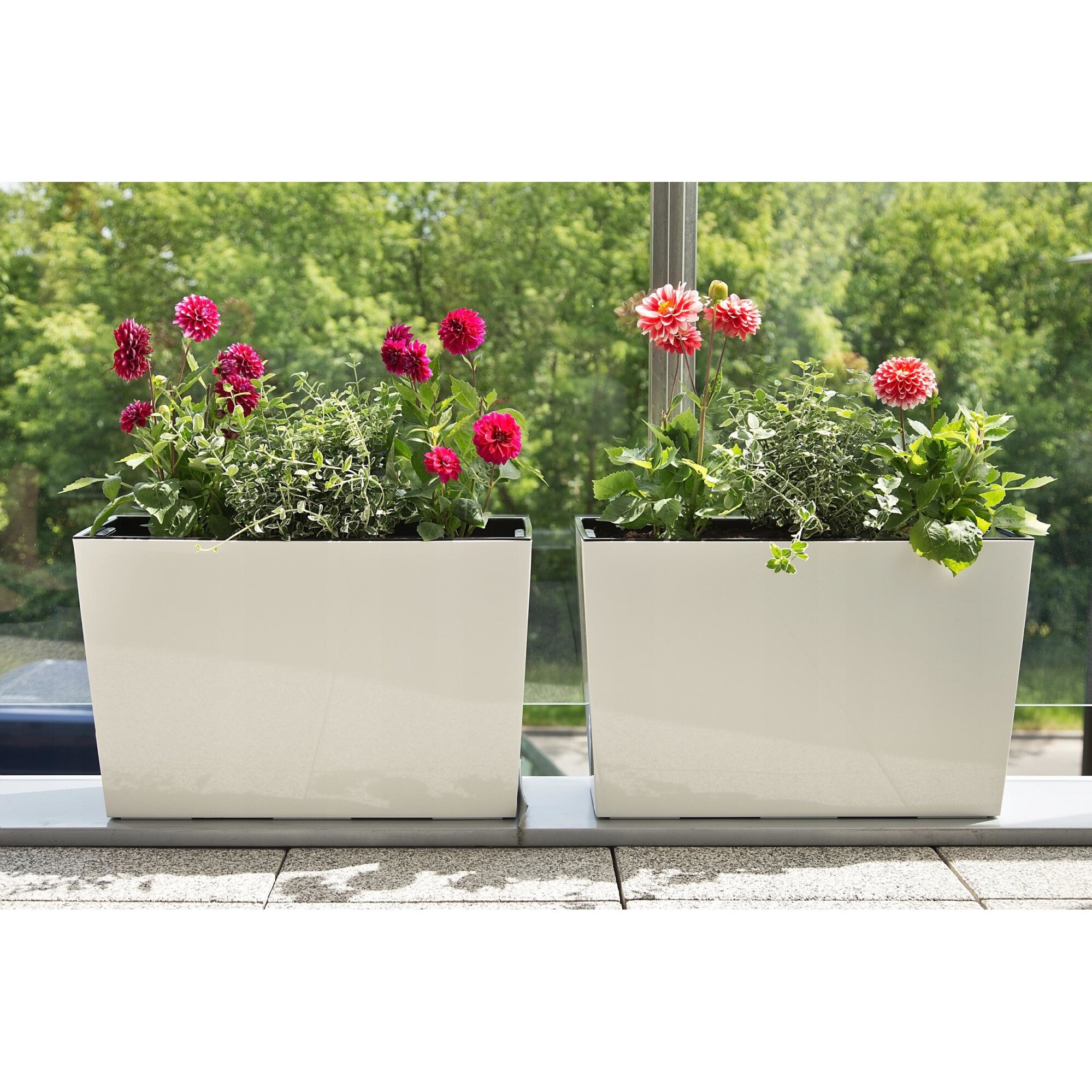 Ghiveci inalt pentru plante, Lamela, Plastic, 36.5x19cm, Alb - eMAG.ro