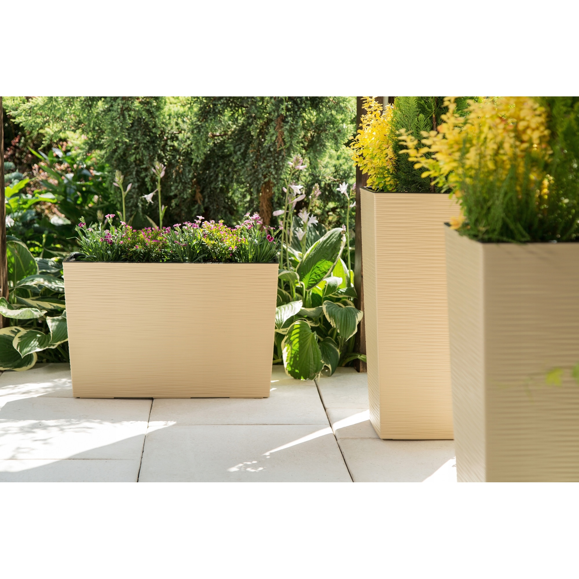 Ghiveci inalt, Lamela, Plastic, Crem - eMAG.ro