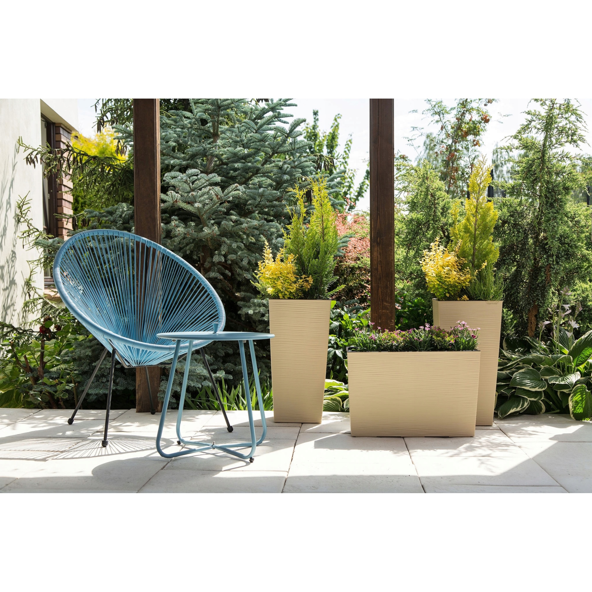 Ghiveci inalt, Lamela, Plastic, Crem - eMAG.ro