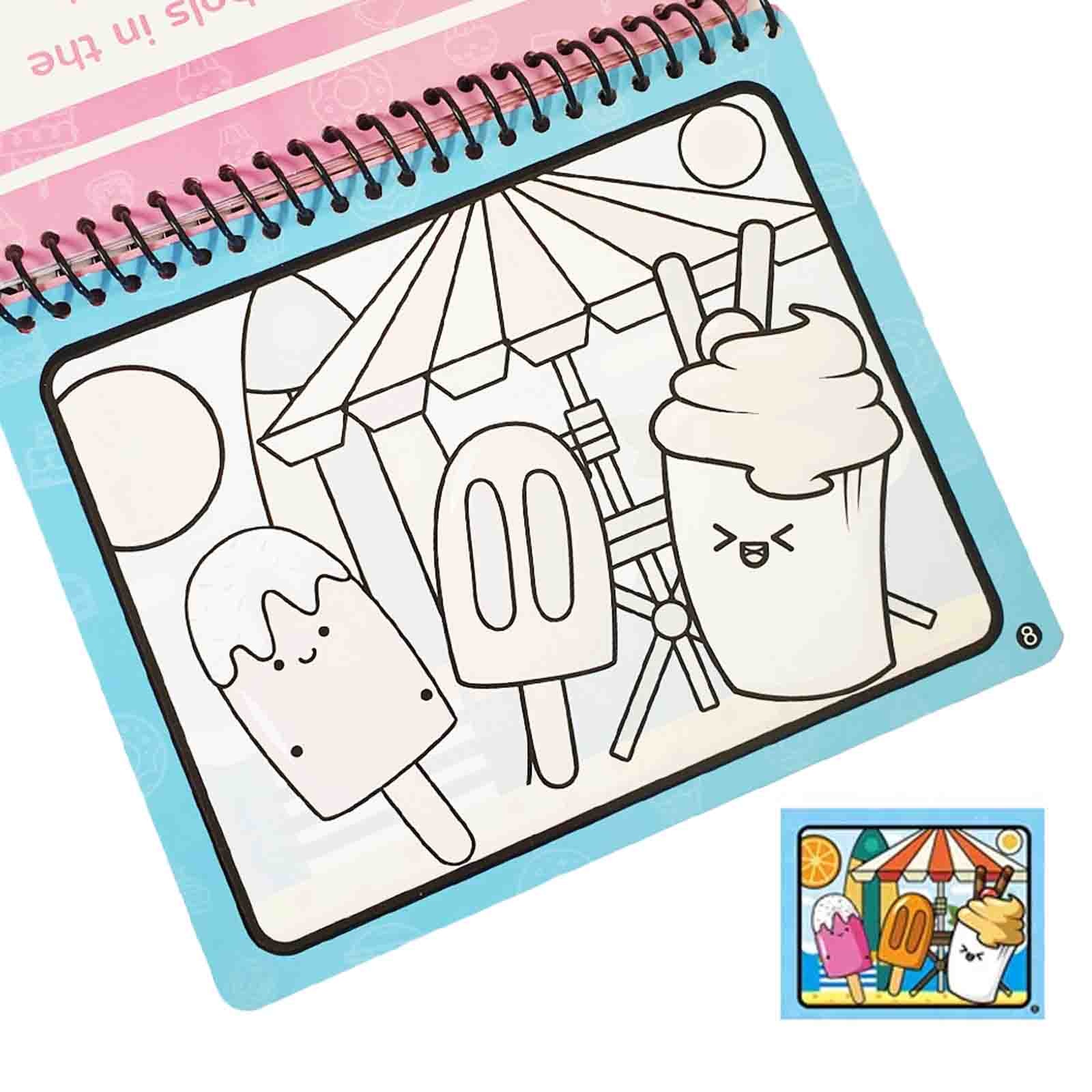 Carte de colorat cu apa, reutilizabila, stilou magic, Happy Birthday ...