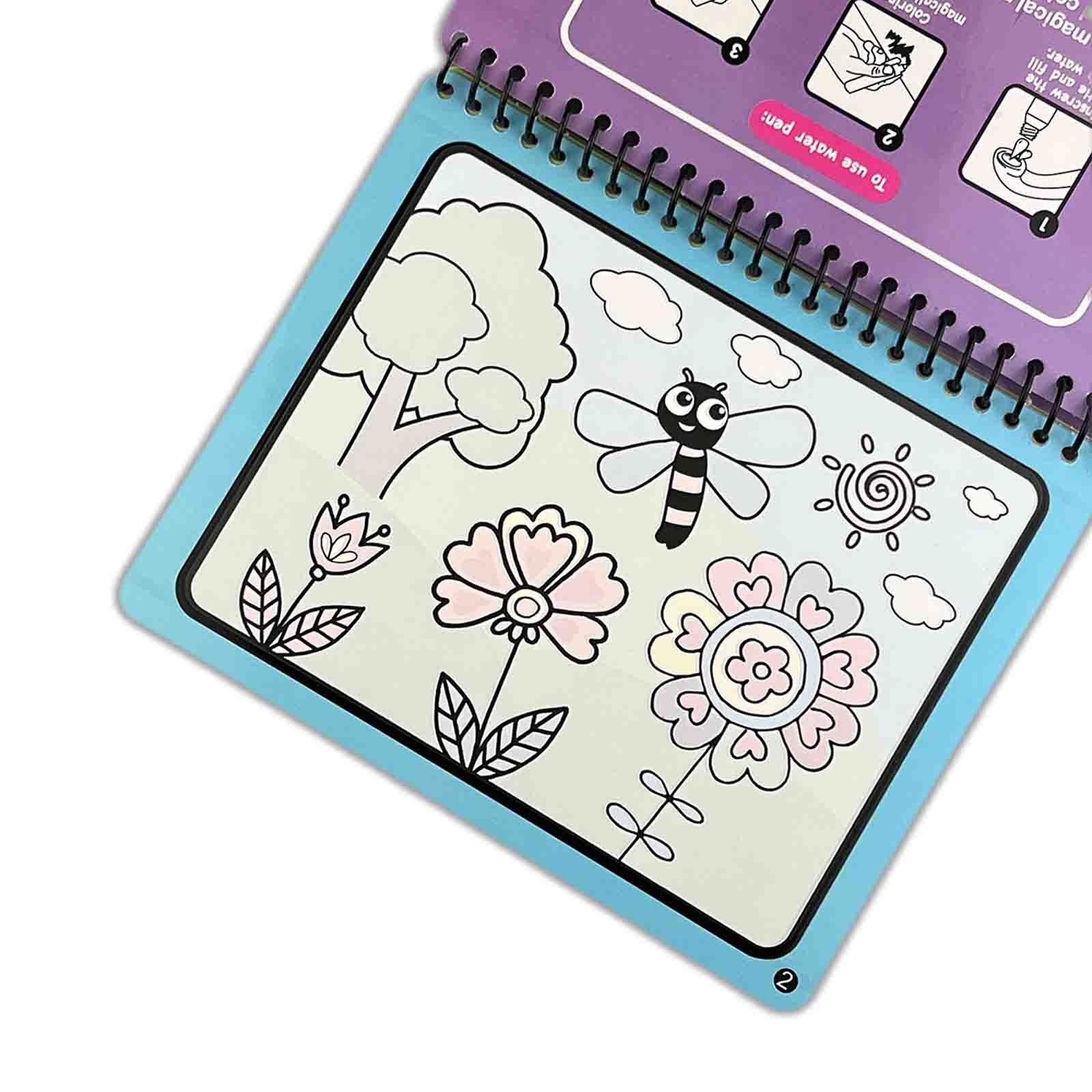 Carte de colorat cu apa, reutilizabila, pix magic, Insecte - eMAG.ro