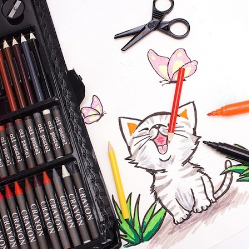 Set 150 Piese pentru Pictura si Desen, Geanta Depozitare din Lemn ...