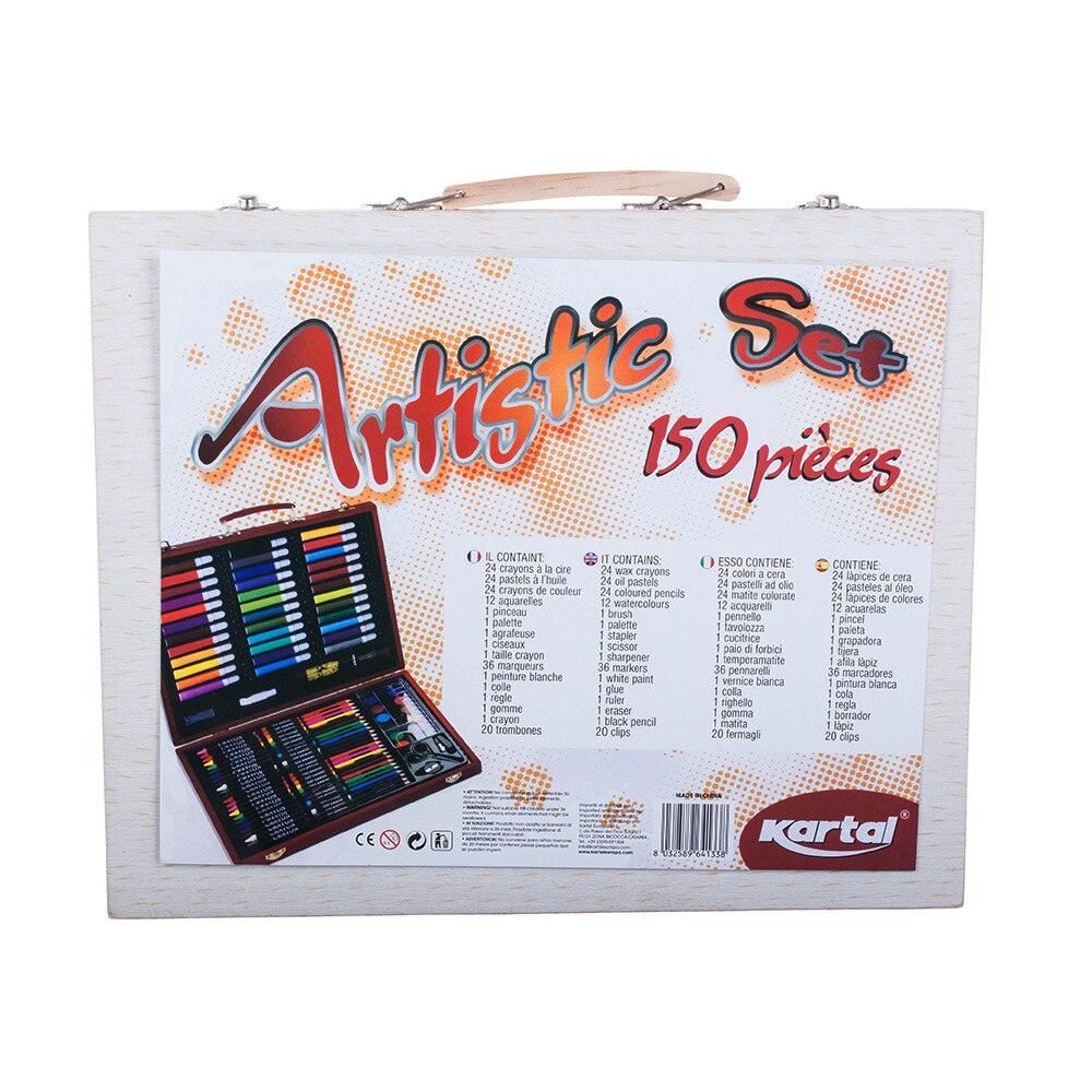Set 150 Piese pentru Pictura si Desen, Geanta Depozitare din Lemn ...