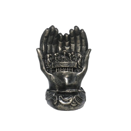 Suport de lumanare tip pastila in forma de maini cu gravura Cinei in ...