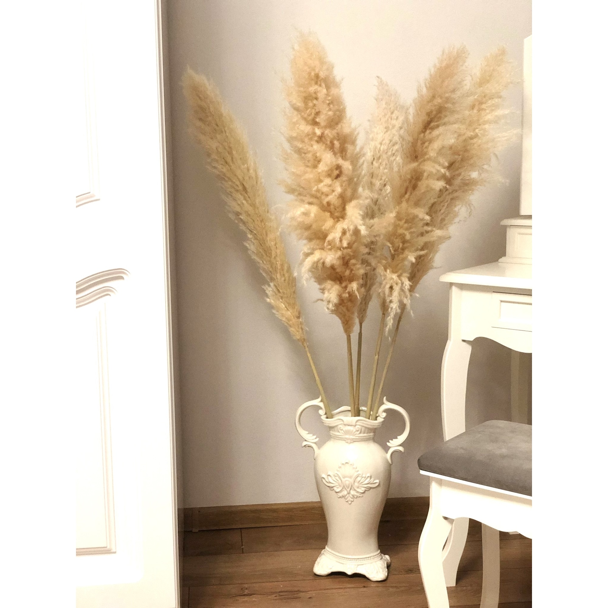 Iarba inalta de pampas, 5 buc, uscata, conservata natural, 120cm, Bej ...