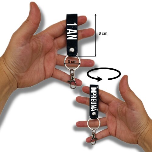 Breloc aniversar, BRELOCK, piele, 3 x 8 cm, print cu mesaj personalizat ...
