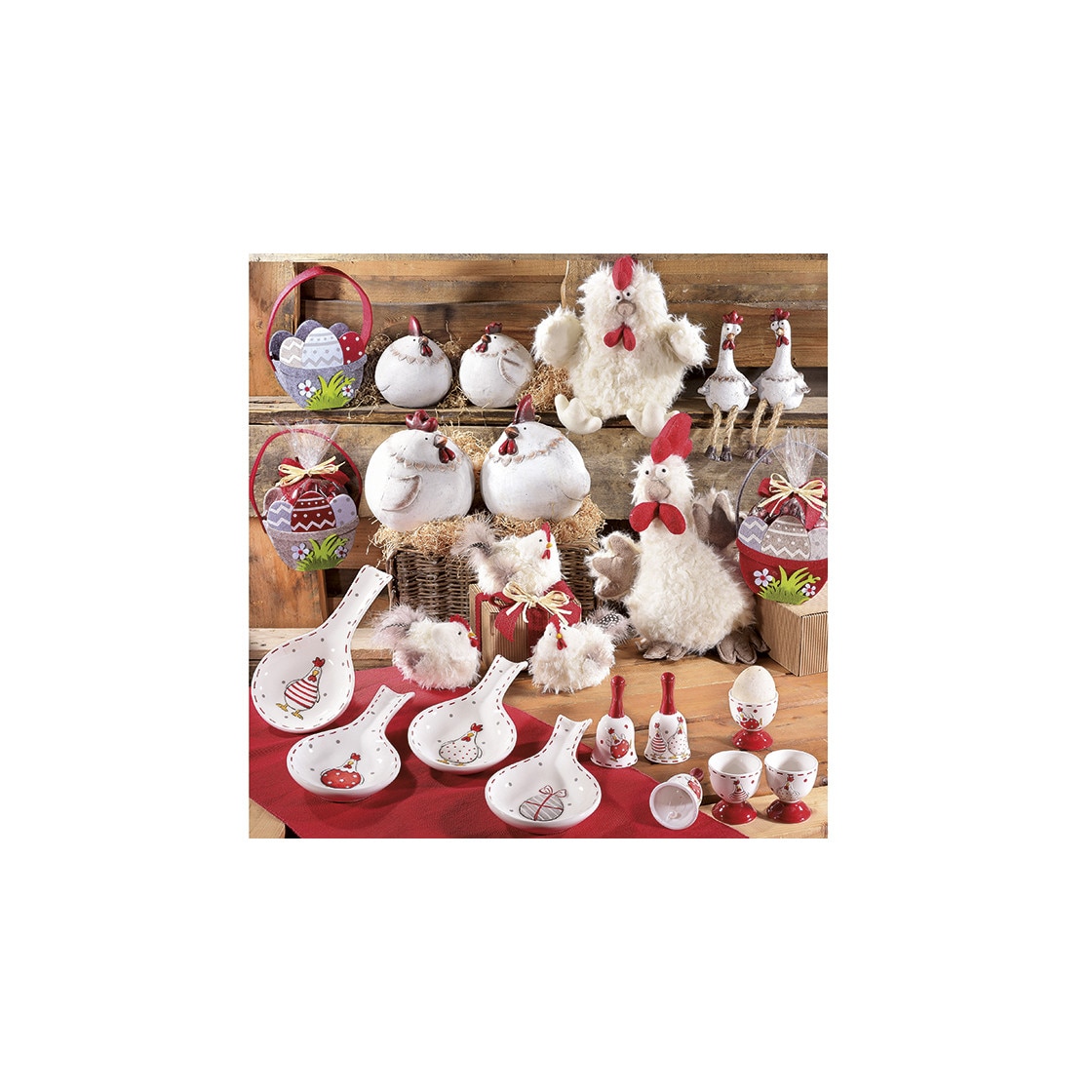 Set 2 figurine Cocos si Gaina din ceramica alba 13x11x13 cm - eMAG.ro