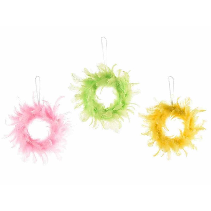 Set 3 coronite din pene artificiale 20 cm - eMAG.ro