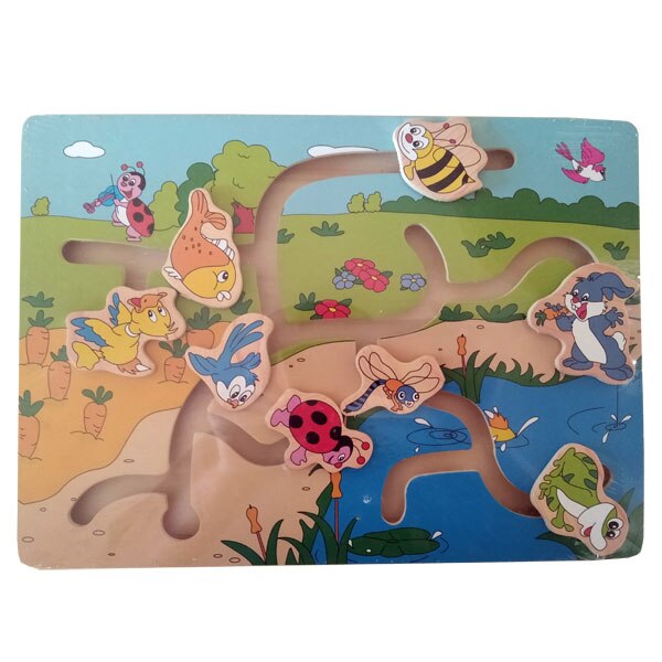 Joc de lemn labirint - Animalutele in poienita - eMAG.ro