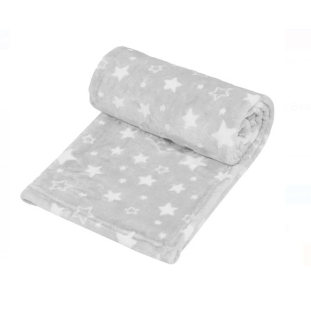 Patura catifelata bebelusi, 75x100 cm, gri cu stelute albe - eMAG.ro