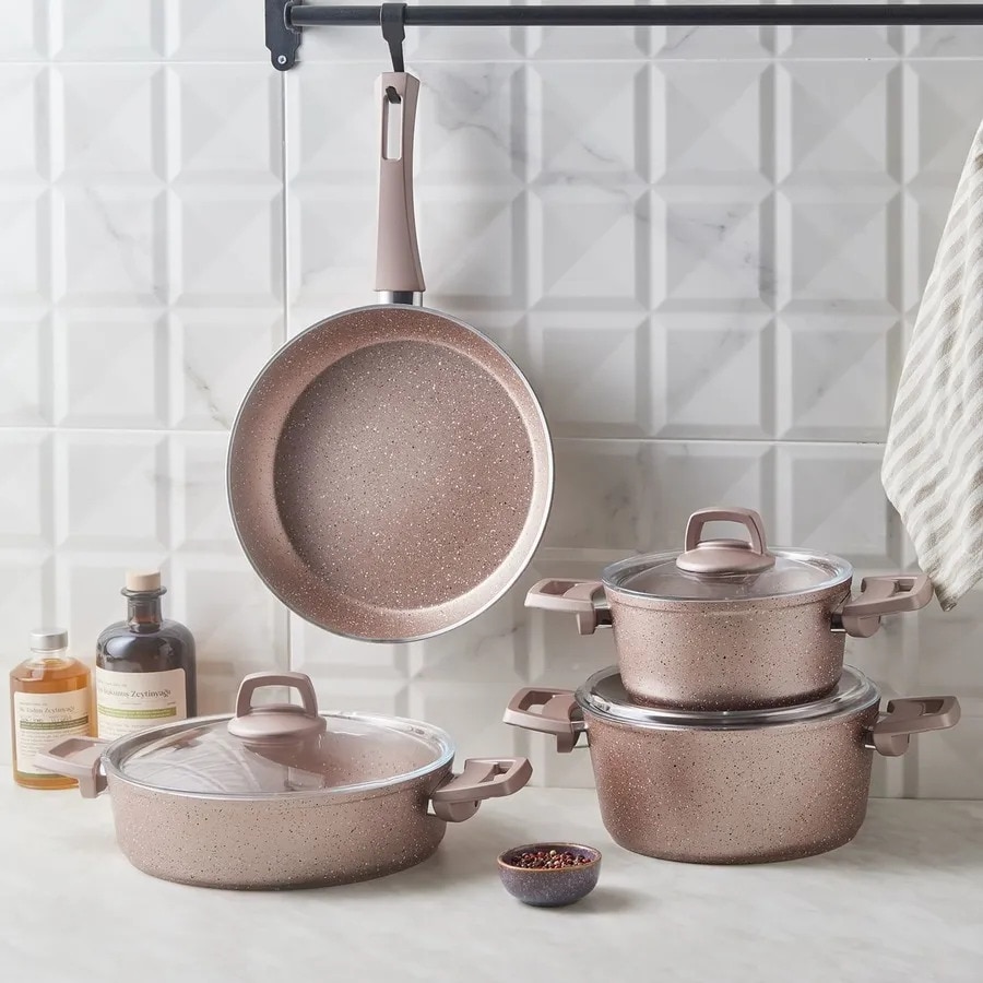 Set 7 cratite Rosegold, Karaca, 18/22/26 cm, 2/3.5/3 L, Granit, Pink ...