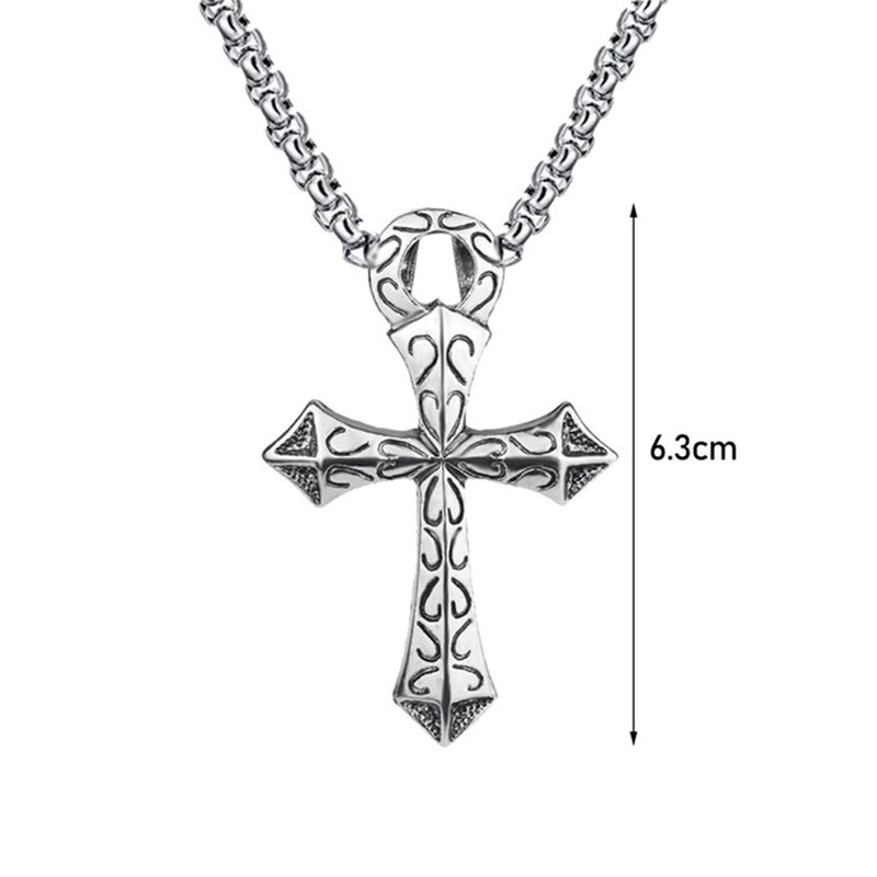 Lant model egiptean, cu pandantiv cruce, unisex, argintiu, EFAYN - eMAG.ro