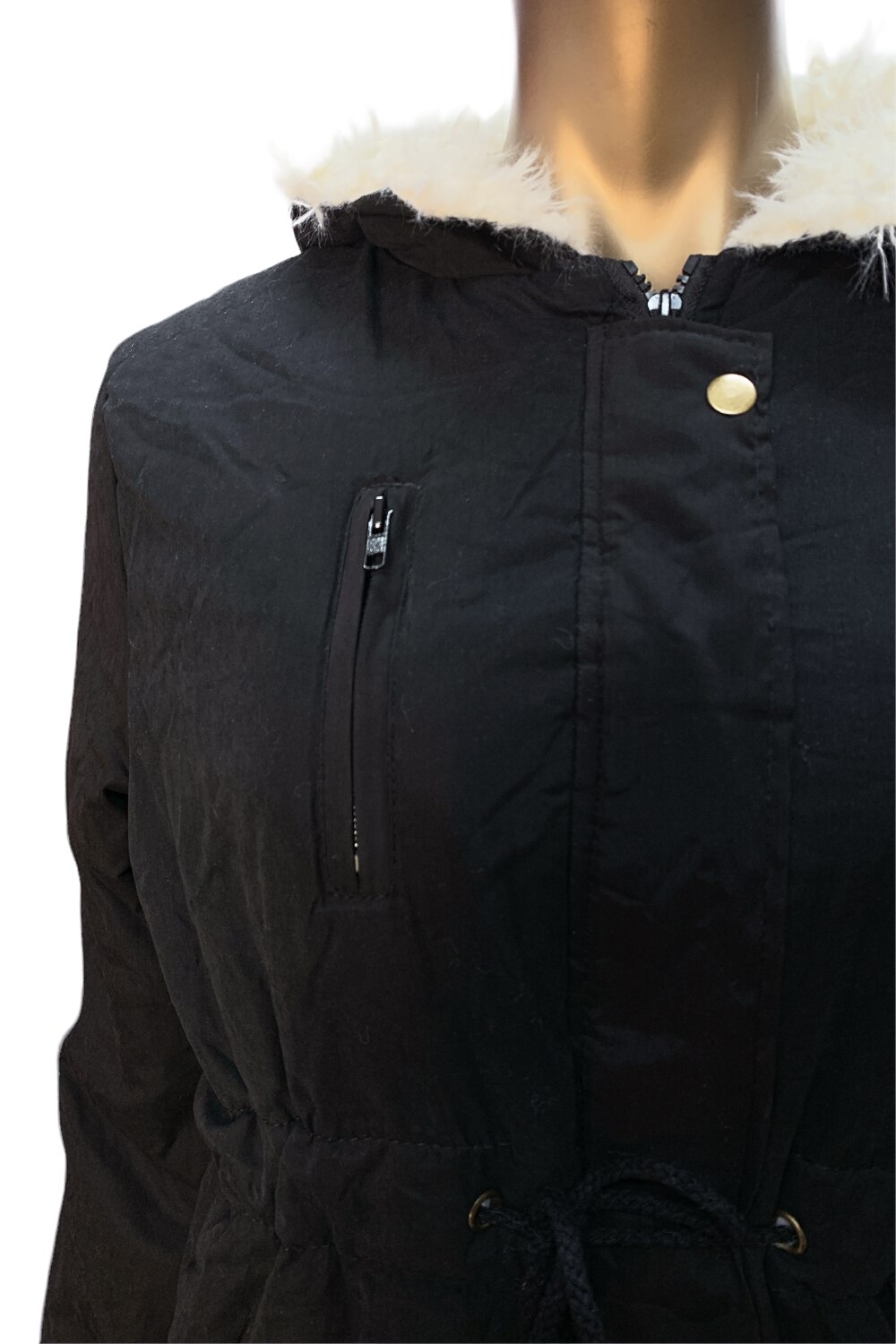 Parka de iarna pentru femei, JUP, Poliester, gluga din blana ...