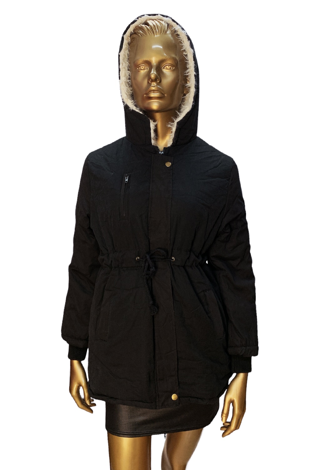 Parka de iarna pentru femei, JUP, Poliester, gluga din blana ...