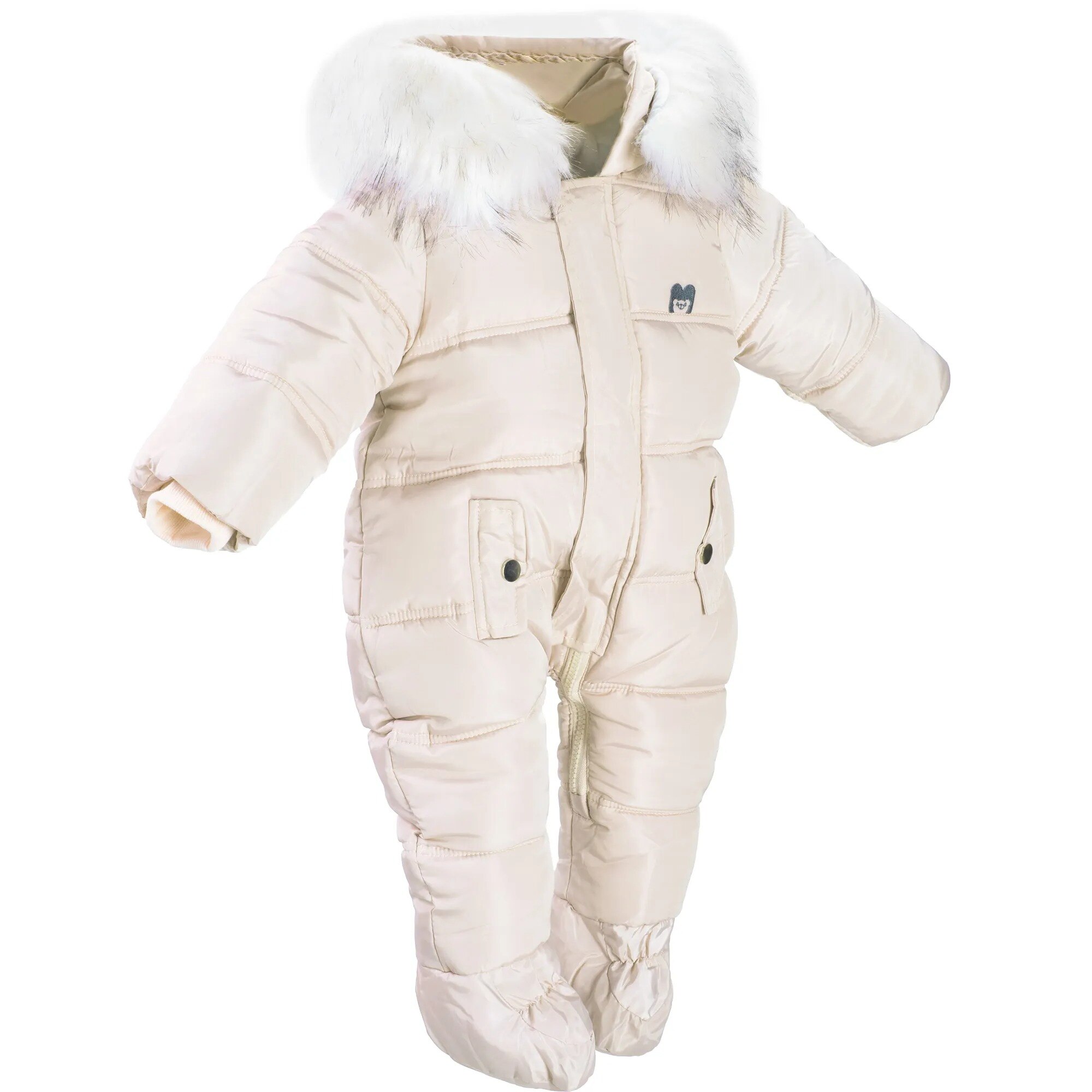 Combinezon fas bebe Tutumi Ecru 72-76 cm material antialergic din puf ...