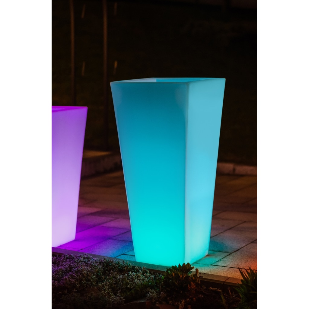 Ghiveci Vicky Extralarge, iluminat LED RGB, Plastic, 90 x 26 cm, cu ...