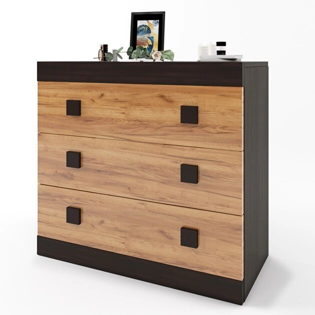 Comoda Sonata 1, Everest, 75 x 80 x 38 cm, Wenge inchis/Stejar craft ...