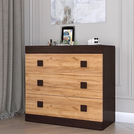 Comoda Sonata 1, Everest, 75 x 80 x 38 cm, Wenge inchis/Stejar craft ...