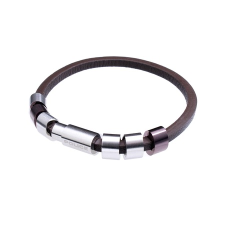 Bratara, Police, Otel/Piele, 19 cm, Negru - eMAG.ro