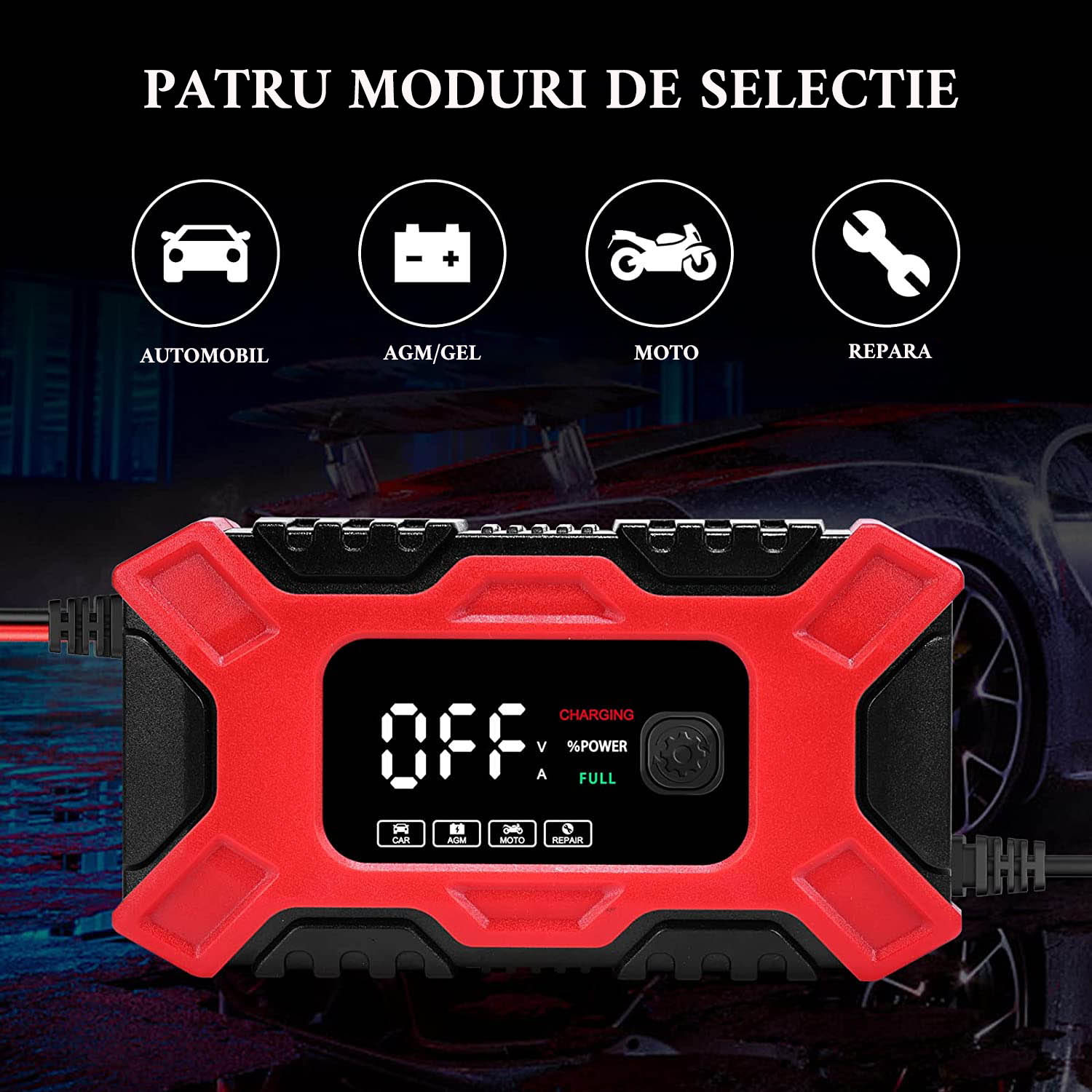 Redresor smart pentru autovehicule/camioane, Vaxiuja, 12V-24V, Diplay ...