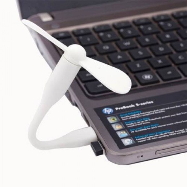 Mini ventilator USB din silicon, flexibil, alb - eMAG.ro