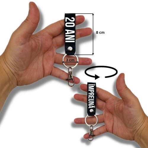 Breloc aniversar, BRELOCK, piele, 3 x 8 cm, print cu mesaj personalizat ...