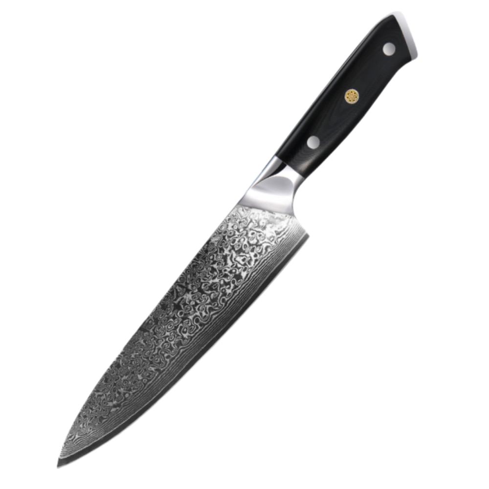 Cutit de bucatarie profesional din otel de damasc, 20 cm, maner G10 ...