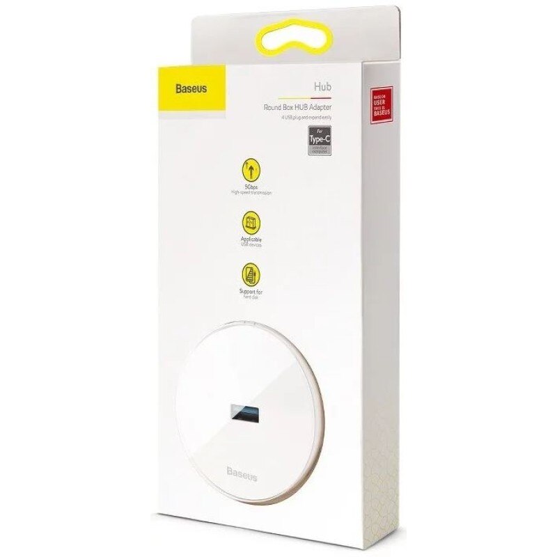 Hub, Baseus, 4 in 1, USB 3.0, 15 cm, Alb - eMAG.ro