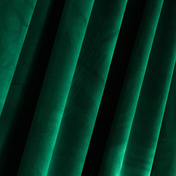 Set doua draperii catifea Essen, verde smarald, lucrate pe rejansa lata ...