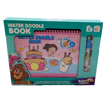 Carte de colorat reutilizabila cu apa, Water Doodle Book, roz, Vision ...