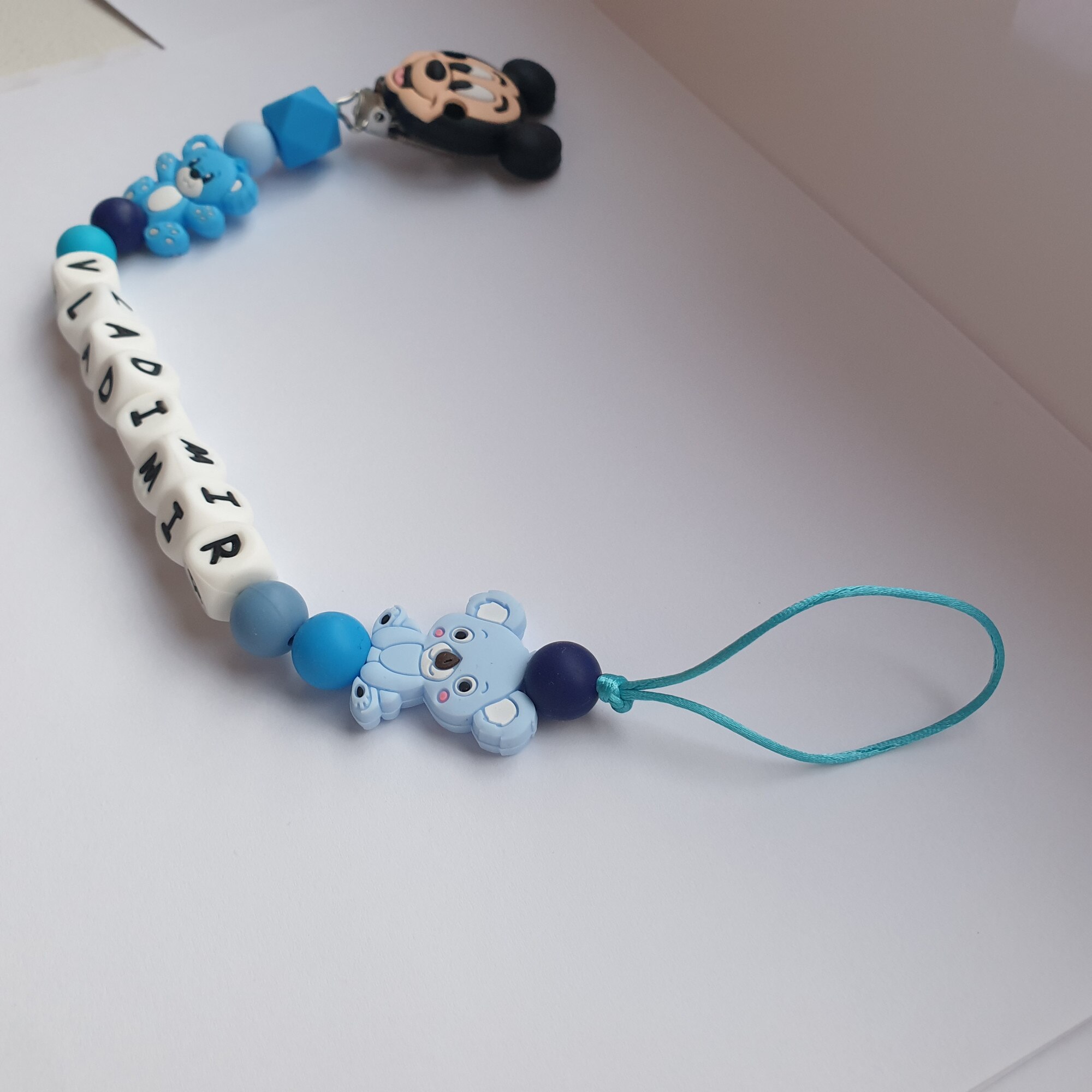 Lantisor personalizat pentru suzeta din silicon alimentar/ursulet - eMAG.ro