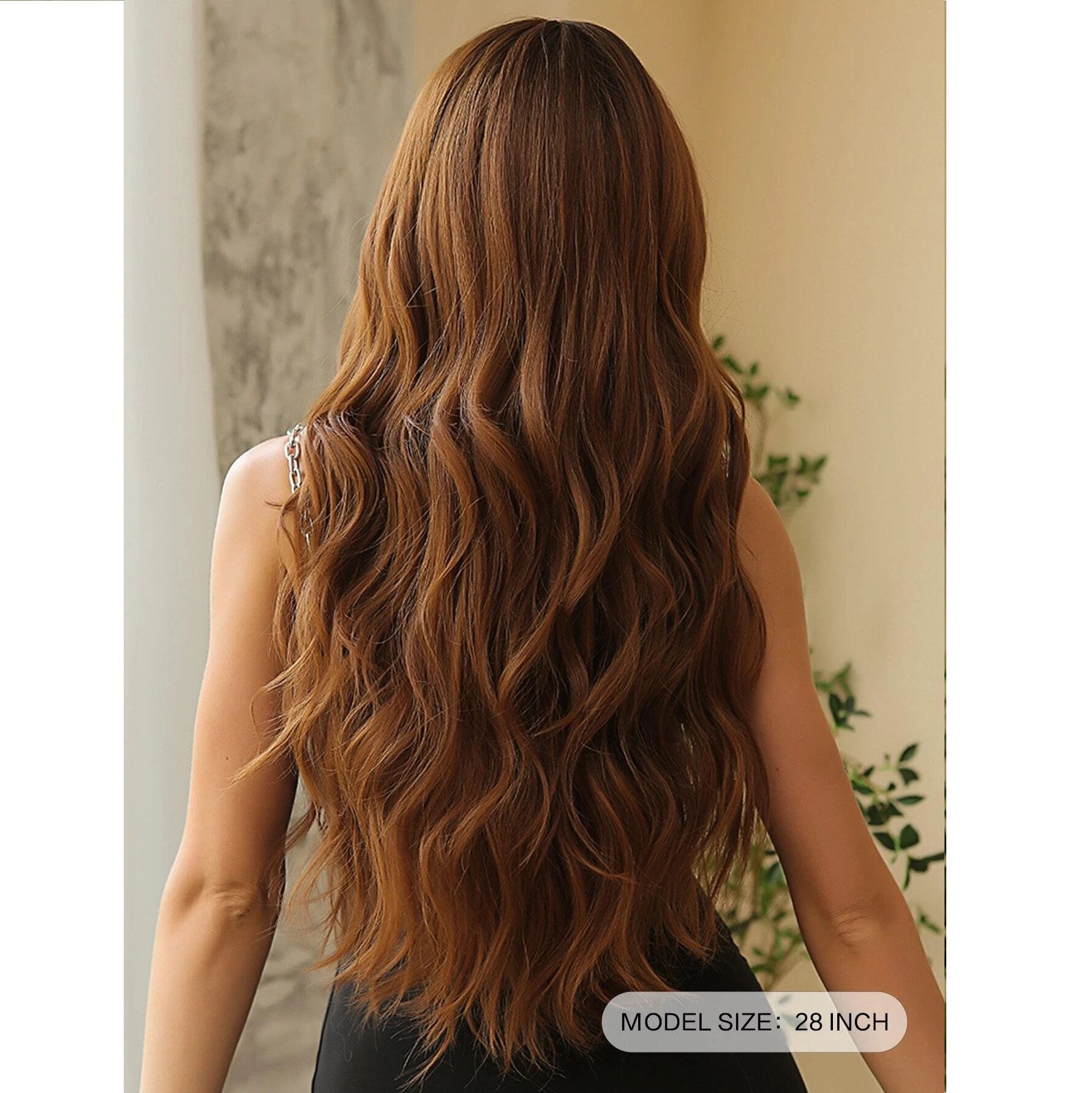 Peruca pentru femei, par lung ondulat, cu breton, imita parul natural ...