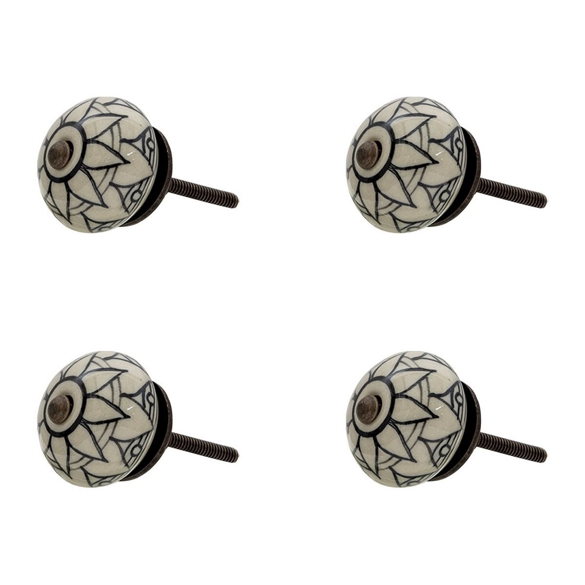Set 4 butoni mobilier din ceramica crem neagra 4x3 cm - eMAG.ro