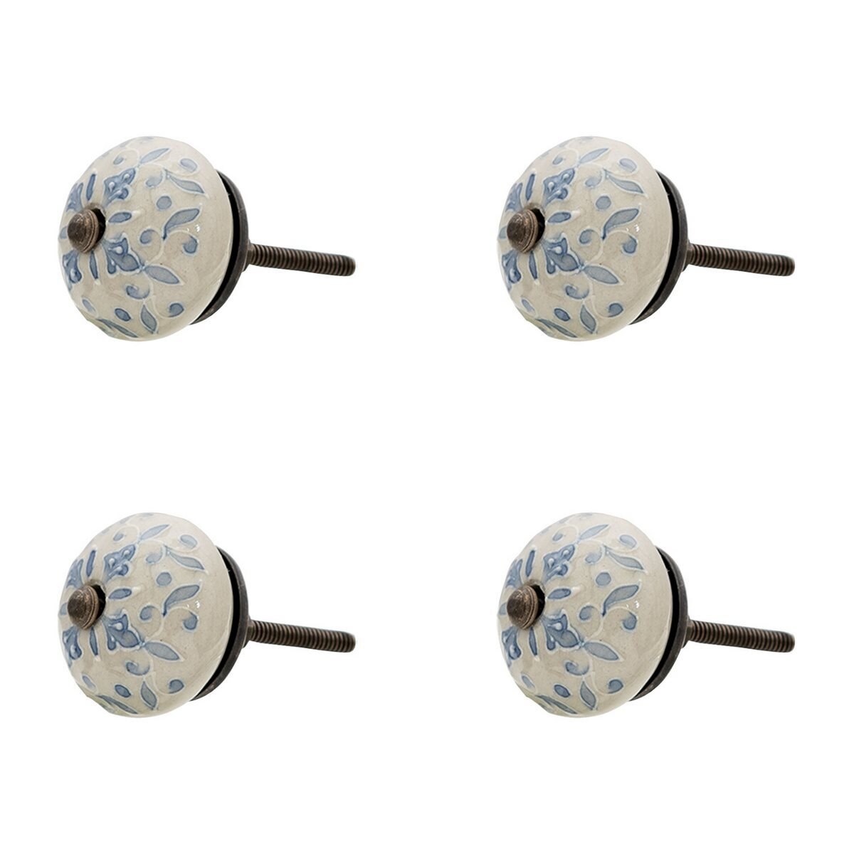 Set 4 butoni mobilier din ceramica alba albastra 4x3 cm - eMAG.ro