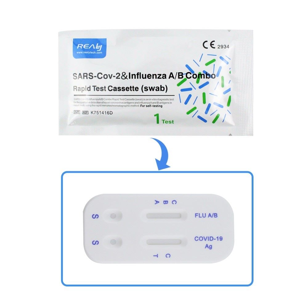 Комплект от 4 броя, Бърз комбиниран антигенен тест, Realy Tech, COVID ...