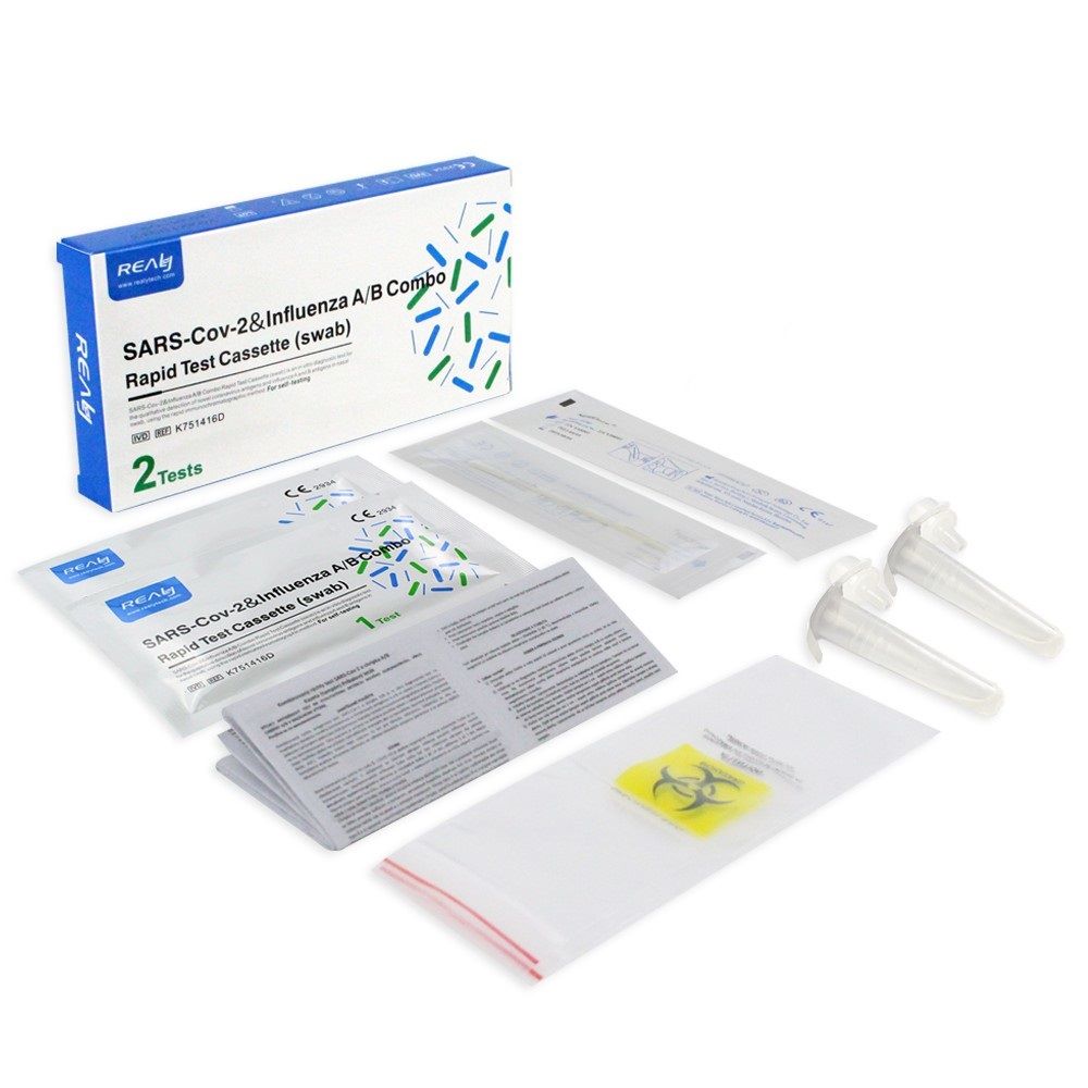 Комплект от 4 броя, Бърз комбиниран антигенен тест, Realy Tech, COVID ...